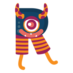 R R Letter Monster Flat PNG & SVG Design For T-Shirts