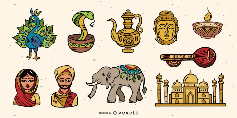 India Colorful Element Pack - Vector Download