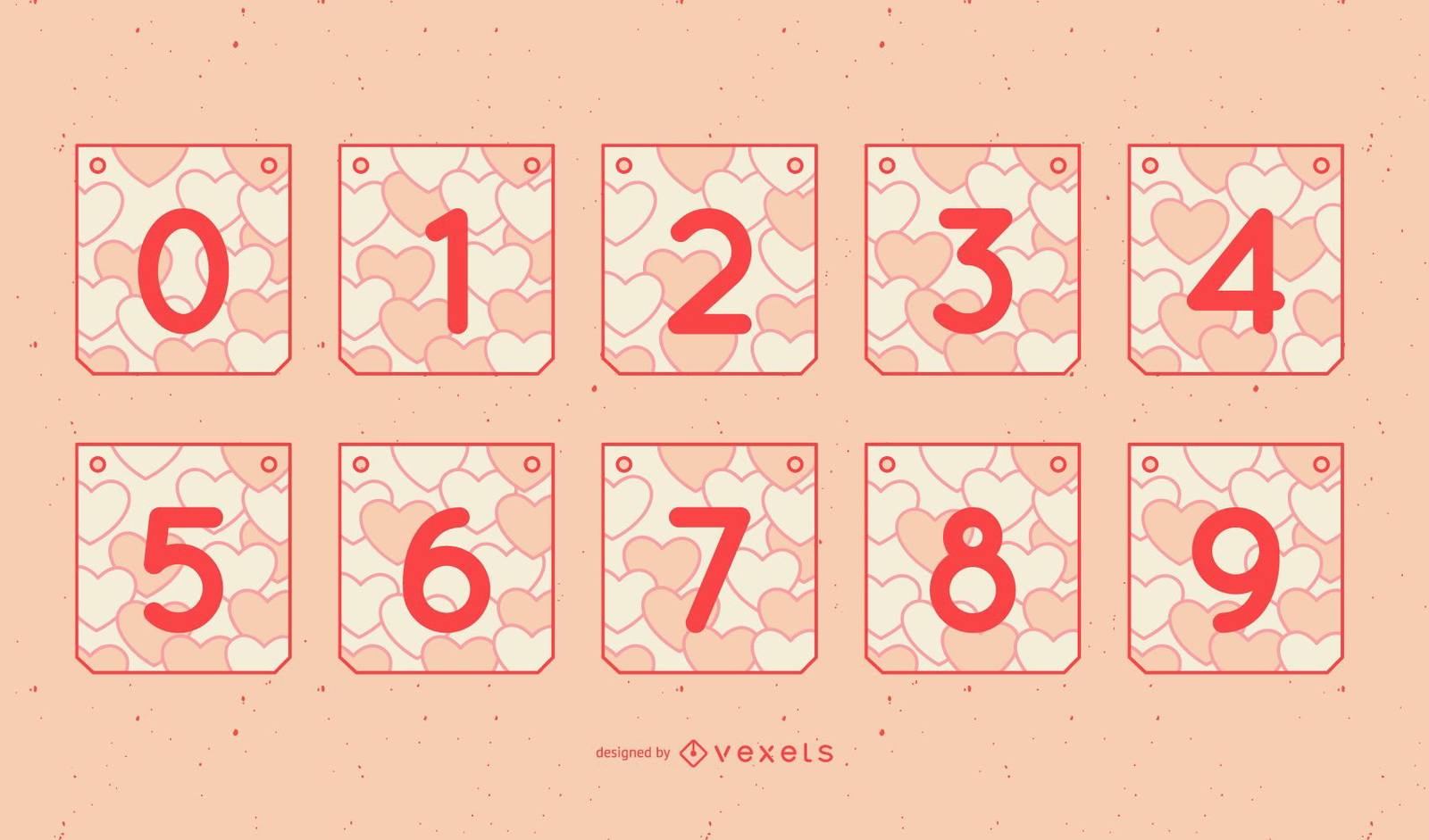 Valentine's Day Number Set Vector Download