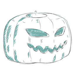 Pumpkin Grin Line Illustration PNG & SVG Design For T-Shirts