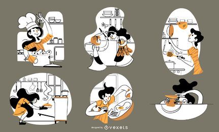 Cooking Character Set Vector Download