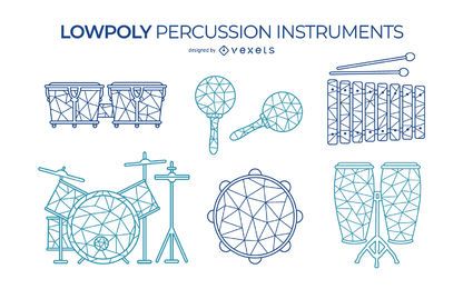 Descarga Vector De Set De Instrumentos De Percusión Low Poly