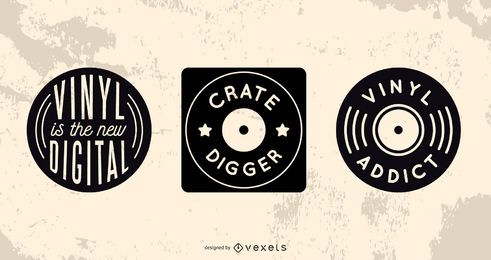 Record Collector Badge Set Vector Download
