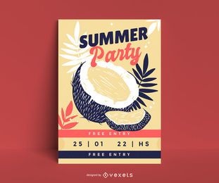 Coconut Party Poster Template Vector Download