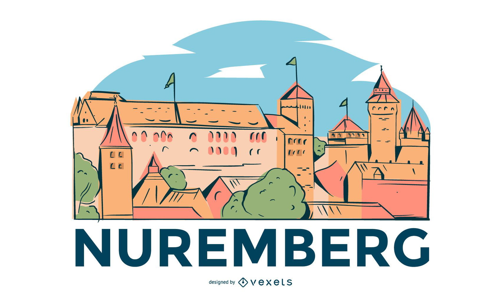 Diseño Ilustrado Del Horizonte De Nuremberg - Descargar Vector