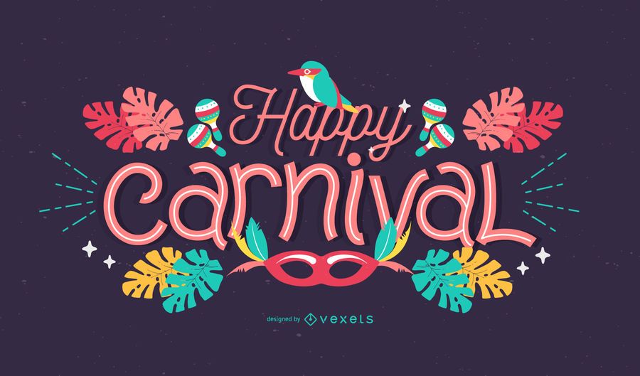 Diseño De Letras De Carnaval Feliz - Descargar Vector