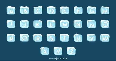 Ice Cubes Alphabet Set Vector Download
