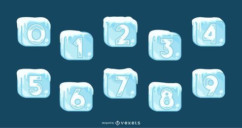 Ice Cubes Number Set Vector Download