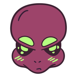 Alien's Big Head Eyebrows Colorful Stroke PNG & SVG Design For T-Shirts