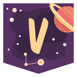 Space Alphabet V Banner PNG & SVG Design For T-Shirts