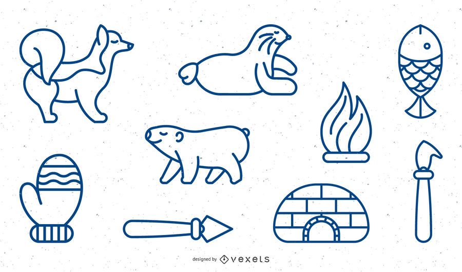 Eskimo Elements Stroke Set - Vector Download