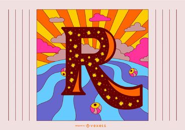 Letter R Retro Typography Design Vector Download