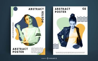 Abstract Model Poster Template Set Vector Download