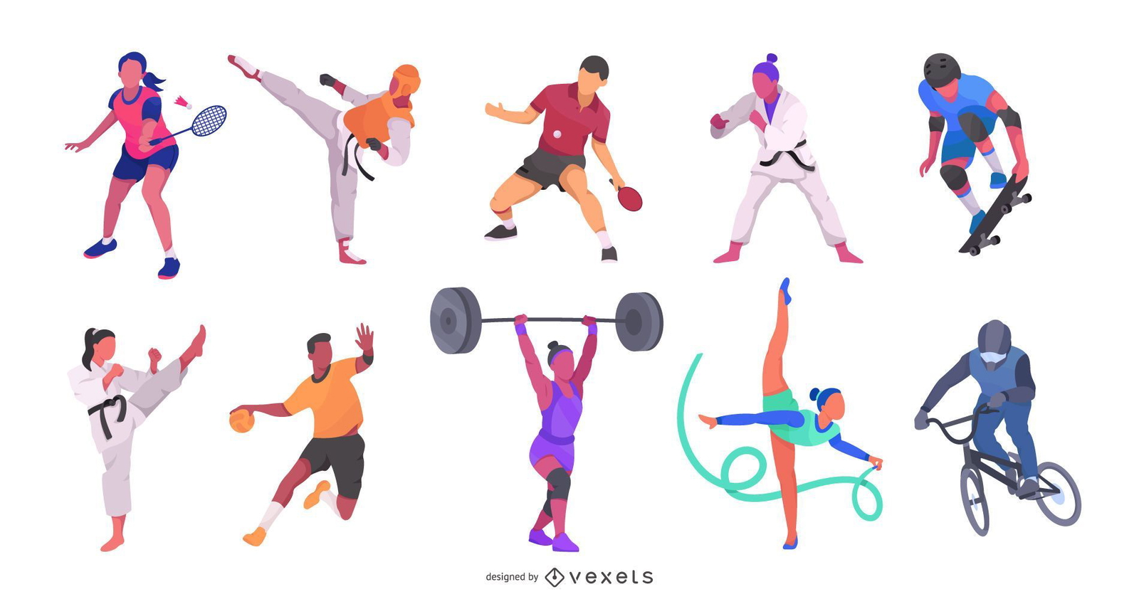 Paquete De Ilustración Fiat De Atletas Olímpicos - Descargar Vector