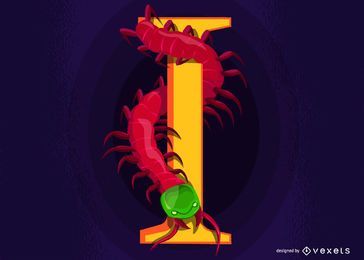 Descarga Vector De Diseño De Tipografía De Insectos Letra I.