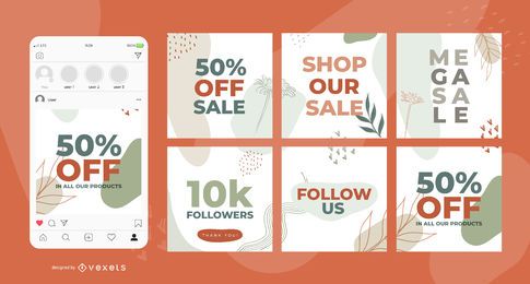 Abstract Organic Social Media Post Set Vector Download