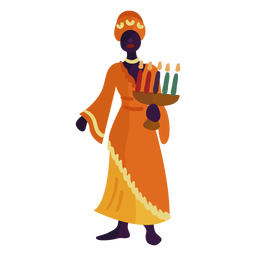 Kwanzaa Character Woman With Lampstand PNG & SVG Design For T-Shirts