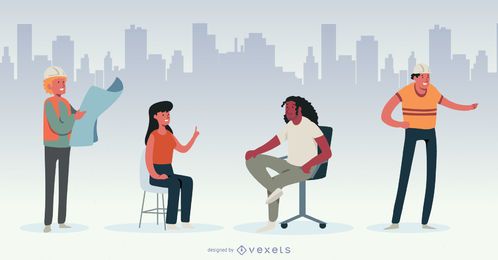 Architecture Character Design Set Vector Download