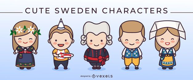 Nettes Schweden Cartoon Character Pack - Vektor Download