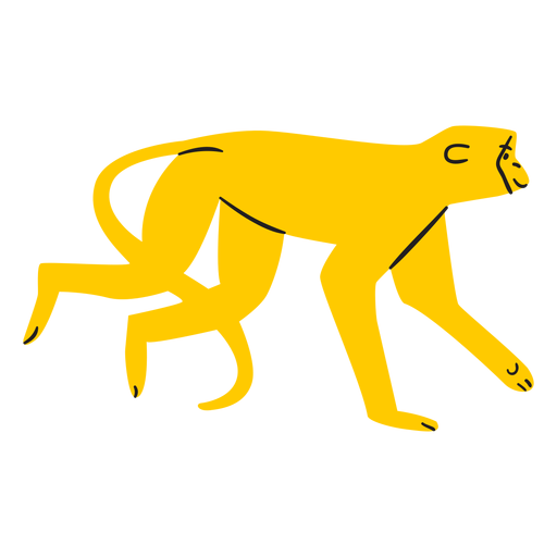 Flat yellow monkey crawling - Transparent PNG & SVG vector file