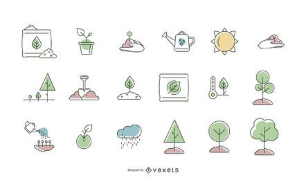 Tree Planting Icon Line Collection Vector Download
