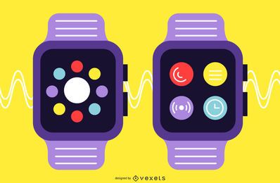Smartwatch Flat Design Set Vector Download