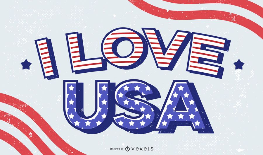 I Love Usa Lettering Design - Vector Download