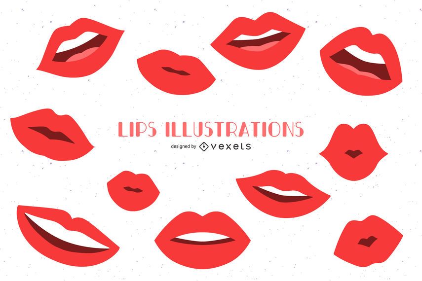 Conjunto Plano De Ilustraciones De Labios - Descargar Vector