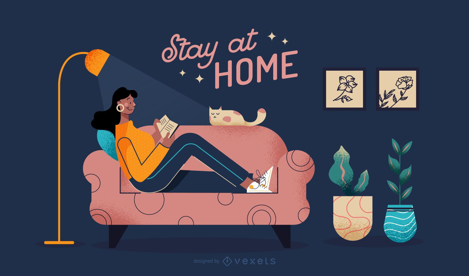 Ilustração De Pessoas Para Ficar Em Casa - Baixar Vector Ilustração De Pessoas Para Ficar Em Casa - Baixar Vector