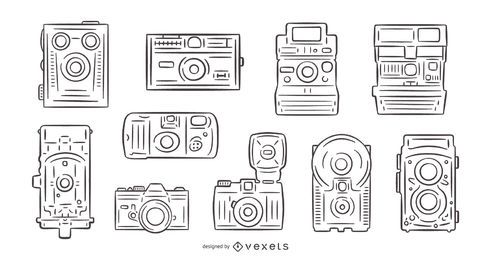 Vintage Cameras Hand Drawn Pack Vector Download