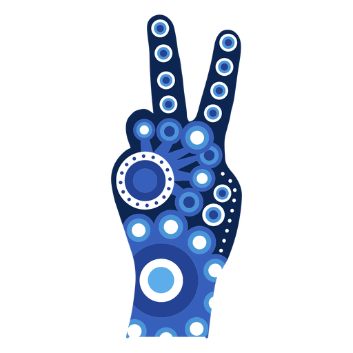 Colorful ornamented hand v sign - Transparent PNG & SVG vector file