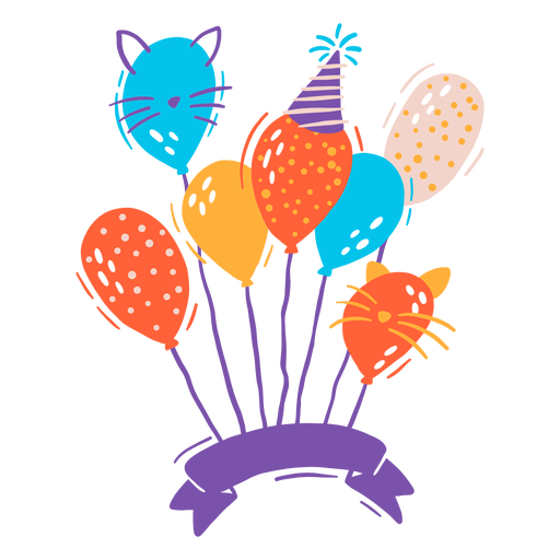 Ribbon with balloons - Transparent PNG & SVG vector file