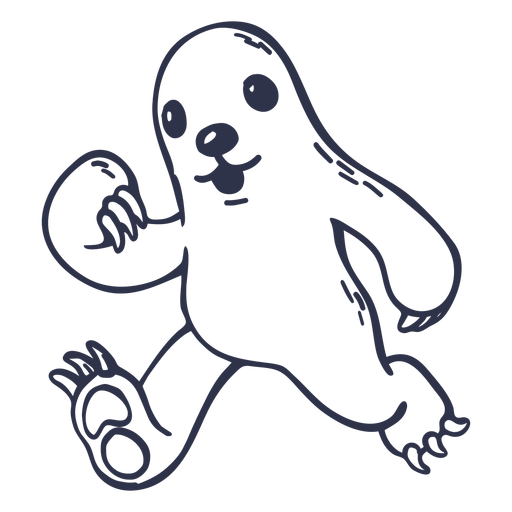 Sloth running stroke cartoon - Transparent PNG & SVG vector file
