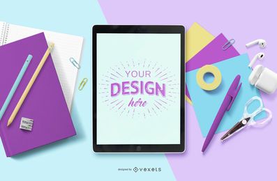 Educational IPad Mockup Composition PSD Editable Template