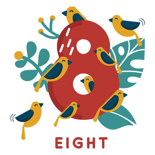 Eight birds number - Transparent PNG & SVG vector file