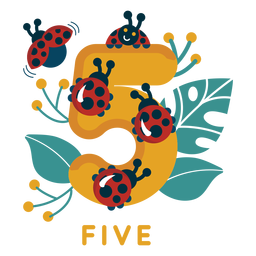 Five Ladybugs Number PNG & SVG Design For T-Shirts