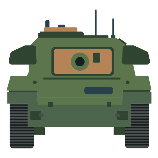 Military tank front view flat - Transparent PNG & SVG vector file