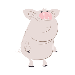 Smiley Pig Character Cartoon PNG & SVG Design For T-Shirts