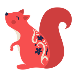 Squirrel Folk Art Ornament PNG & SVG Design For T-Shirts
