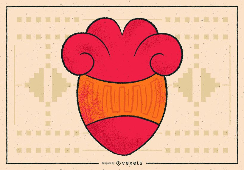 Aztec Heart Illustration Design - Vector Download