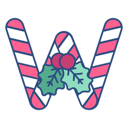 Candycane Christmas Letter W PNG & SVG Design For T-Shirts