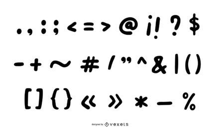 Doodle Black Punctuation Mark Collection Vector Download