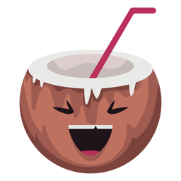 Smiling Coconut Character PNG & SVG Design For T-Shirts