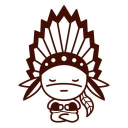 First Nations Cute Character Stroke PNG & SVG Design For T-Shirts