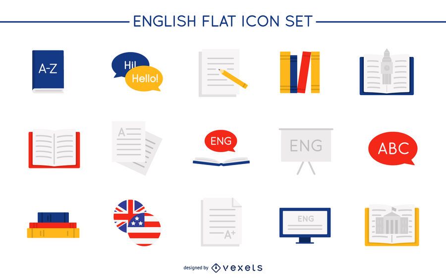 English Flat Icon Set - Vector Download