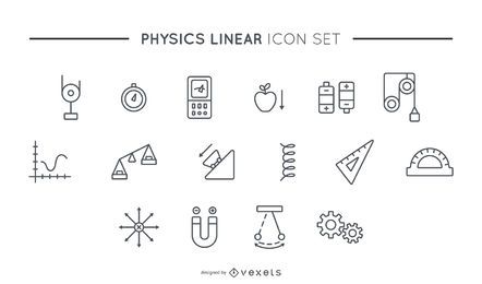 Physics Linear Icon Set Vector Download