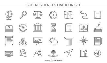 Social Sciences Line Icon Set Vector Download