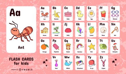 Descarga Vector De Set De Tarjetas De Alfabeto Para Niños
