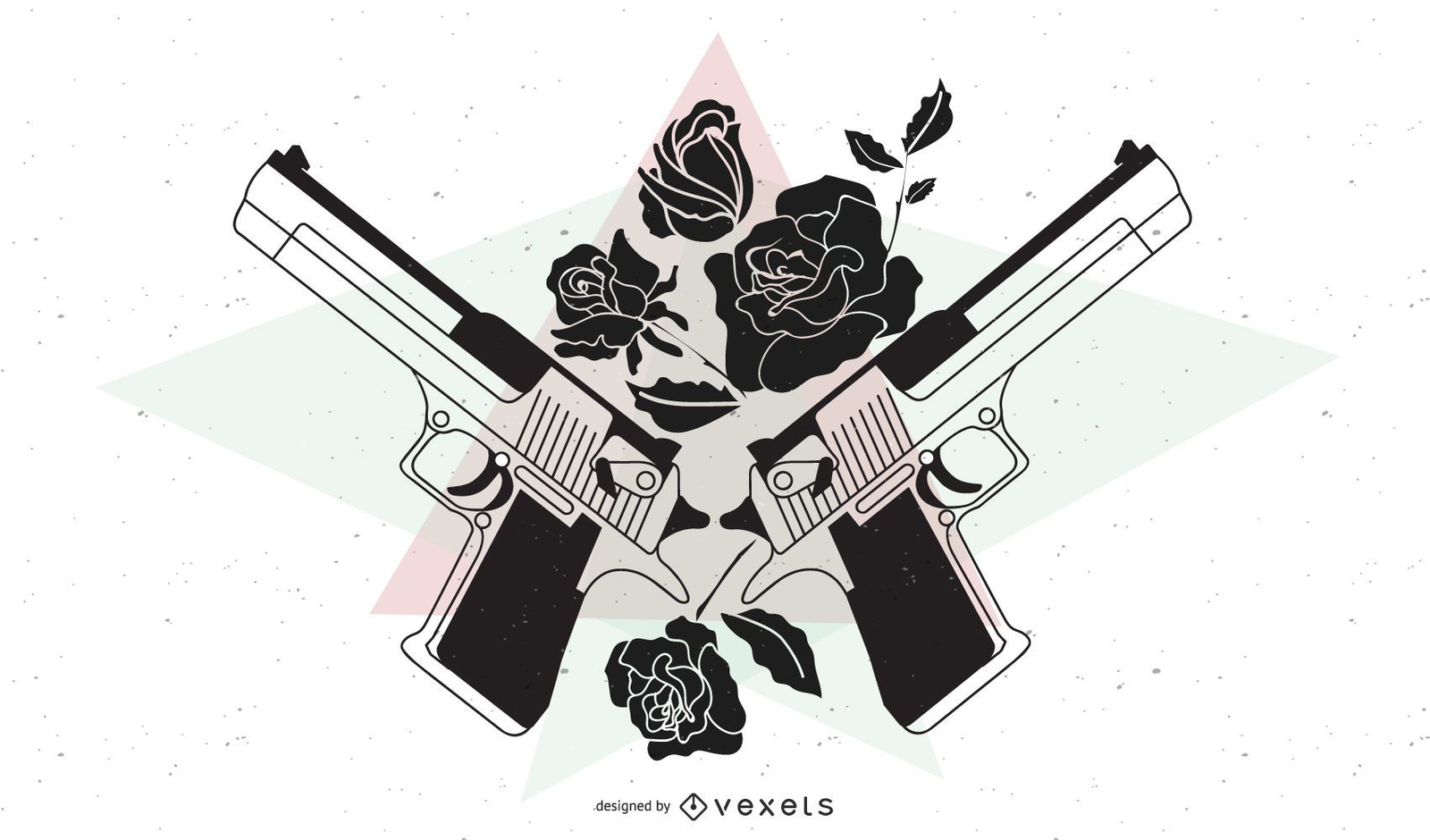 Vector De Pistolas Y Rosas - Descargar Vector Vector De Pistolas Y Rosas - Descargar Vector