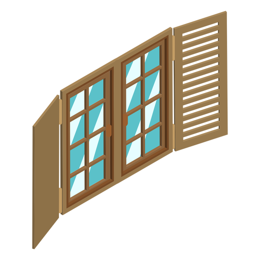 Isometric window with shutters - Transparent PNG & SVG vector file